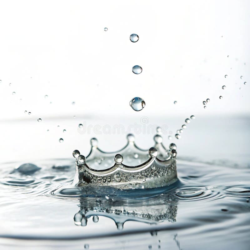 Translucent Water Surface with Crown and Drops from Falling Object ...
