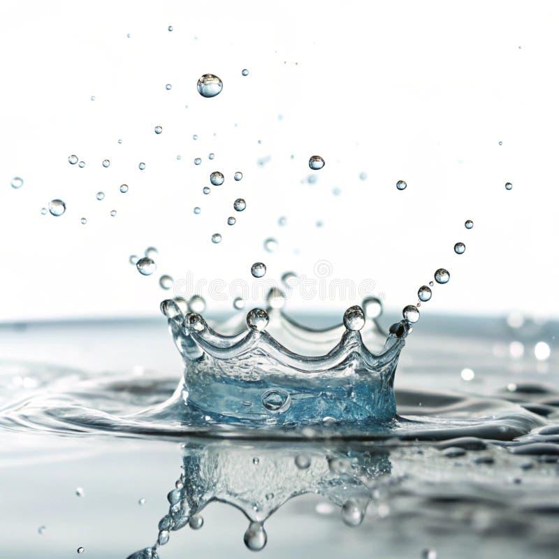 Translucent Water Surface with Crown and Drops from Falling Object ...
