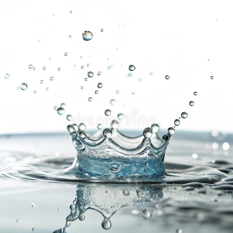 Translucent Water Surface with Crown and Drops from Falling Object ...