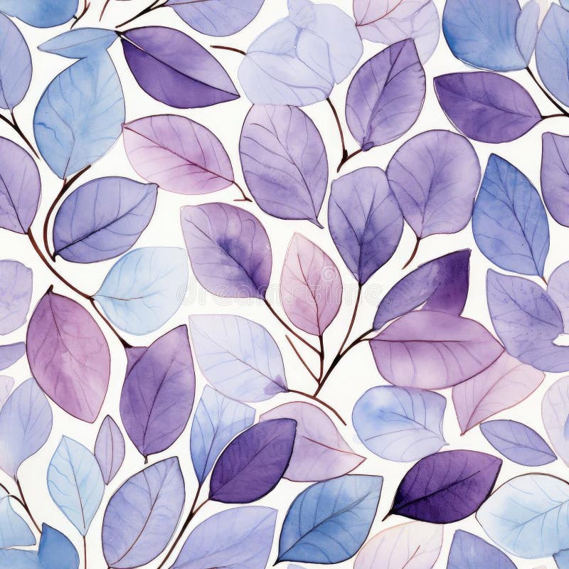 Translucent Watercolor Leaves Pattern with Delicate Shading and ...