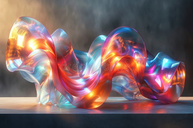 Translucent Wave Sculpture with Vibrant Light Play, Suitable for ...