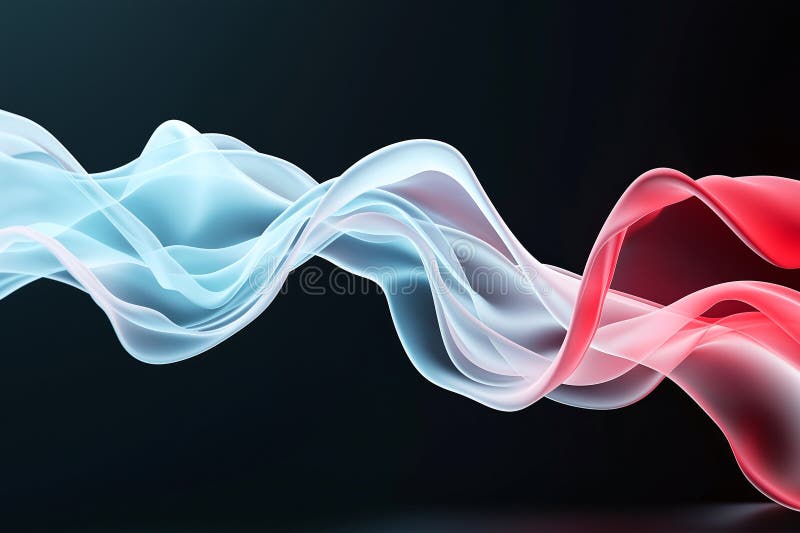 Translucent Waves in Blue and Red Flow Gracefully Against Dark ...