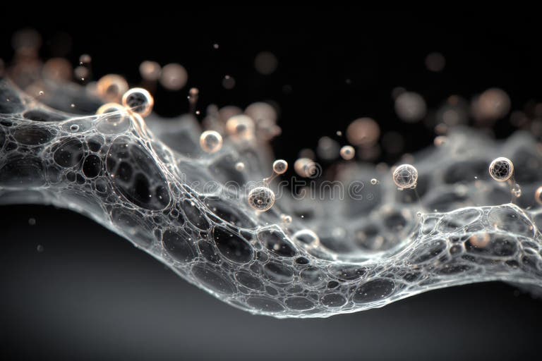 Translucent Waves Dance with Embedded Bubbles, Creating an Ethereal ...