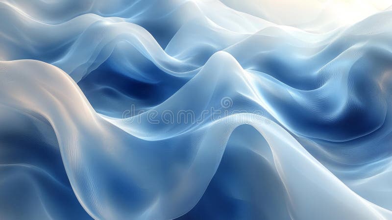Translucent Waves Flowing in Blue and White Stock Illustration ...
