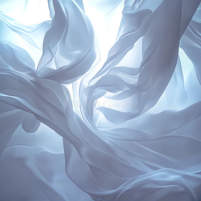Translucent White Fabrics Flowing in Soft Lines and Playing with Light ...
