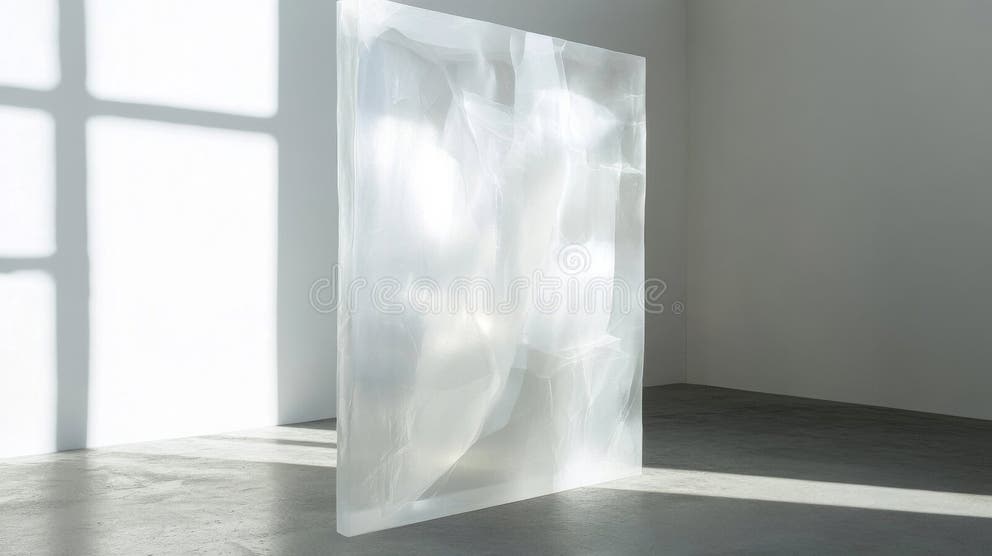 Translucent White Glass Sculpture in Bright Studio Stock Illustration ...