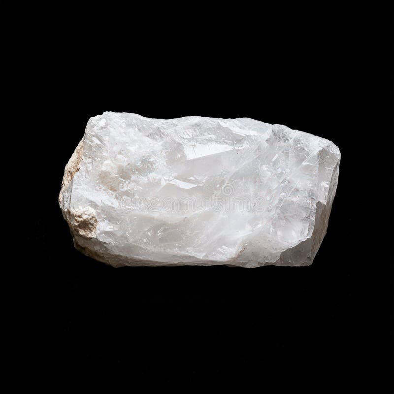 Translucent White Quartz Crystal Mineral Specimen on Black Backdrop ...