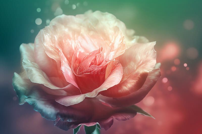 Translucent White Rose in Fog on Pastel Background Close Up Stock ...