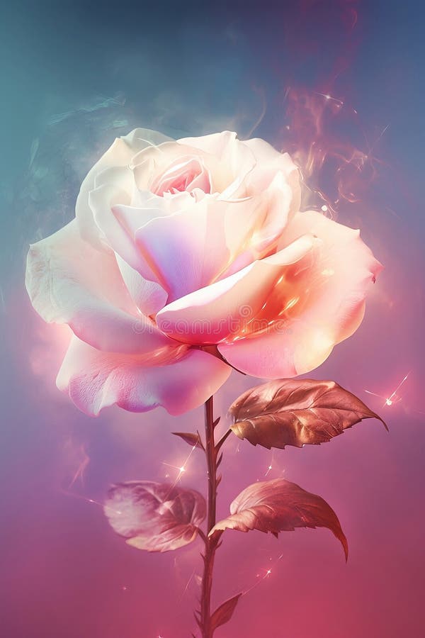 Translucent White Rose in Fog on Pastel Background Close Up Stock ...