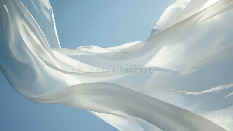 Translucent White Silk Fabric Dancing on a Breeze, Creating Undulating ...