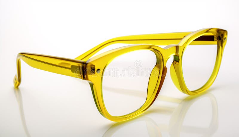 Translucent Yellow Eyeglass Frames Isolated on White Background ...