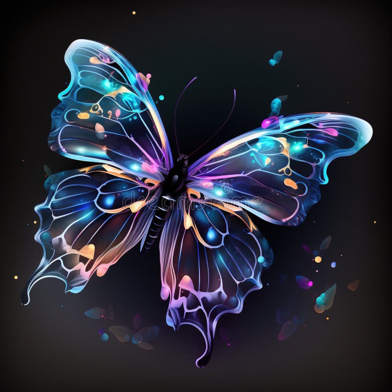 Translucid Luminescence Butterfly. Generative AI Stock Illustration ...