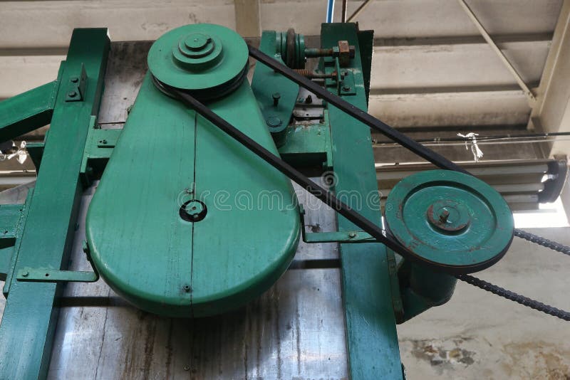 Drive of a textile machine stock photo. Image of factory - 258818656