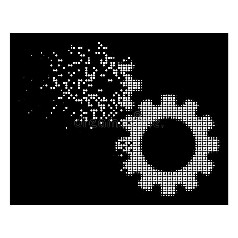 White Dissolved Pixel Halftone Transmission Gears Icon Stock Vector ...