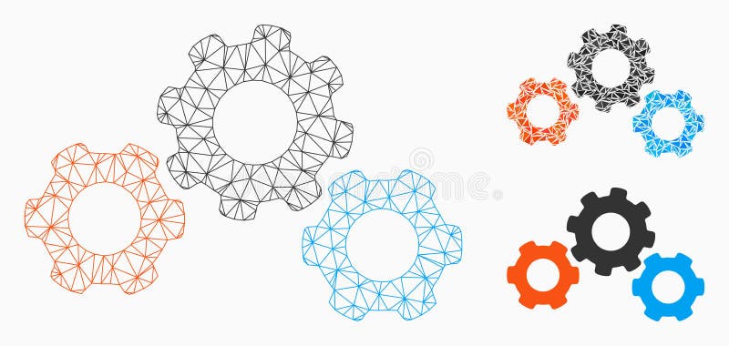 Transmission Gears Vector Mesh Network Model and Triangle Mosaic Icon ...