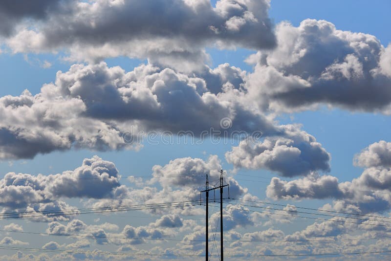 Transmission Line Cables. Electric Wire in the Sky Backdrop Stock Photo ...