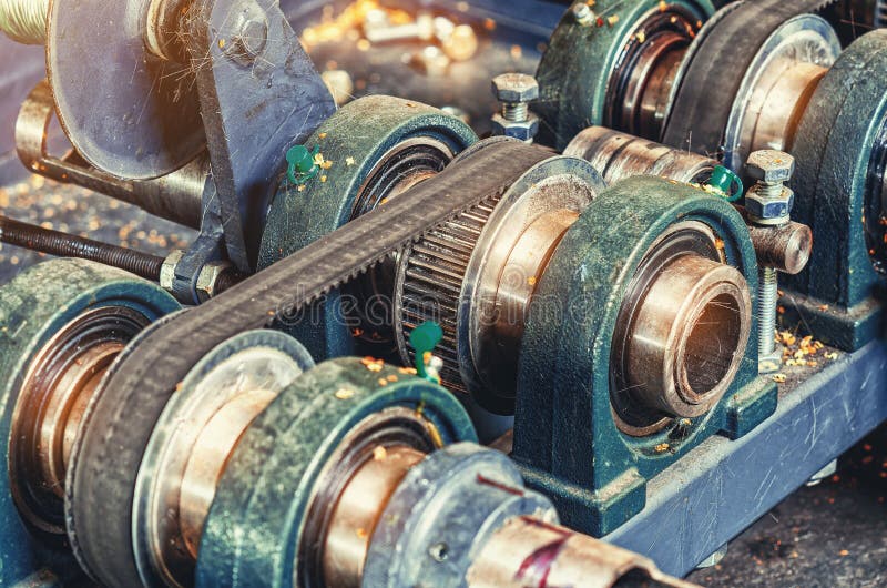 Transmission Mechanism. Part of Machine Production of Cords Plastic ...