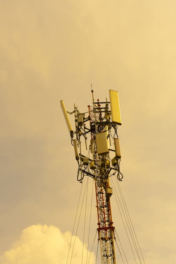 Transmission Pole Mobile Phone Telecommunication Systems. Stock Image ...