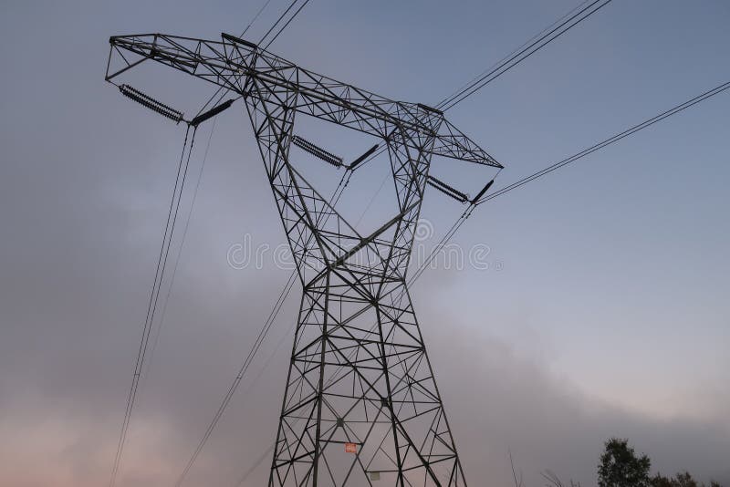 Transmission Tower on the Background of a Cloudy Sky Stock Image ...