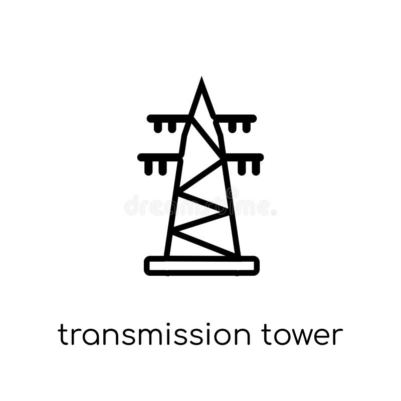 Linear Transmission Tower Icon From Industry Outline Collection. Thin ...