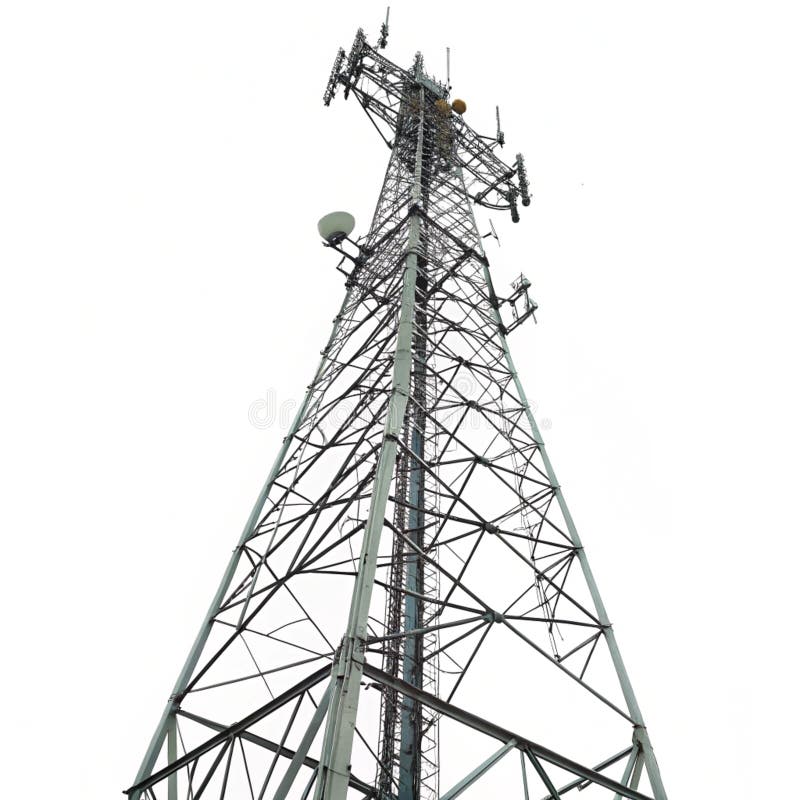 Transmission Tower Isolated on White Background Stock Illustration ...