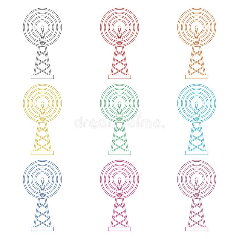 Transmitter Simple Icon, Transmitter Tower Icon, Color Icons Set Stock ...