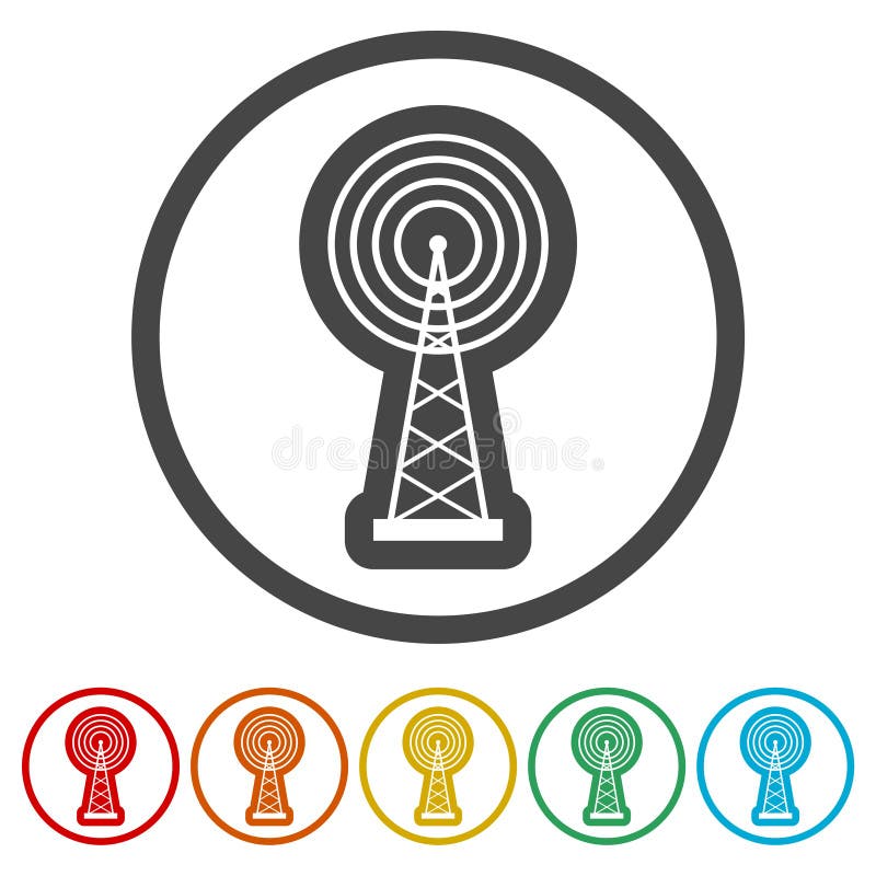 Transmitter Simple Icon, Transmitter Tower Icon, 6 Colors Included ...
