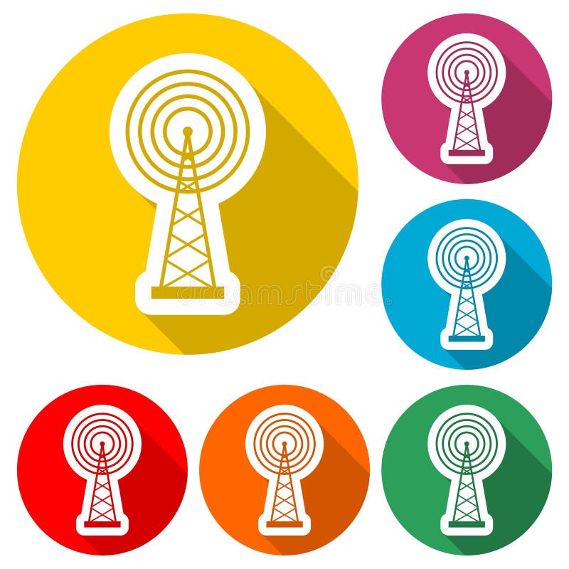 Transmitter Simple Icon, Transmitter Tower Icon, Color Icon with Long ...