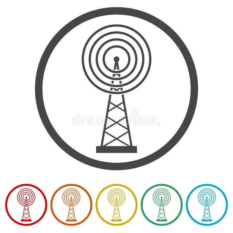 Transmitter Simple Icon, Transmitter Tower Icon, 6 Colors Included ...