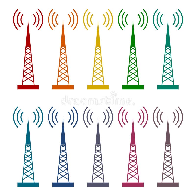 Transmitter Simple Icons Set Stock Vector - Illustration of network ...