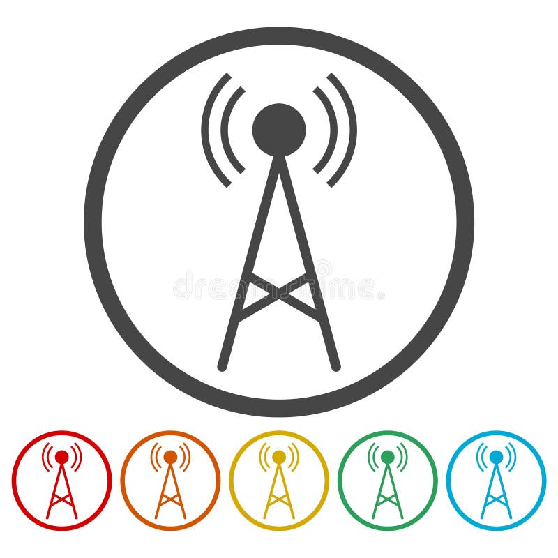 Transmitter Simple Icon, Transmitter Tower Icon, 6 Colors Included ...