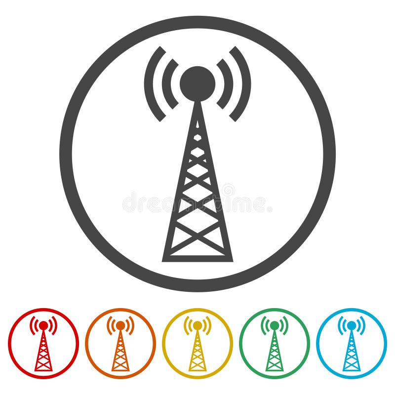 Transmitter Simple Icons Set Stock Vector - Illustration of mast ...