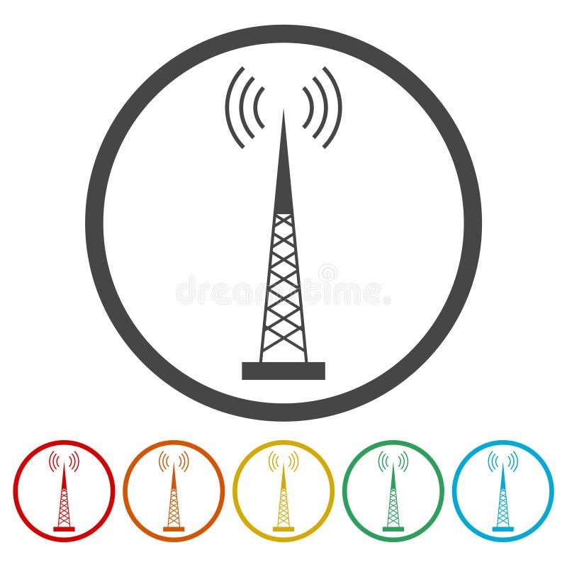 Transmitter Simple Icons Set Stock Vector - Illustration of mast ...