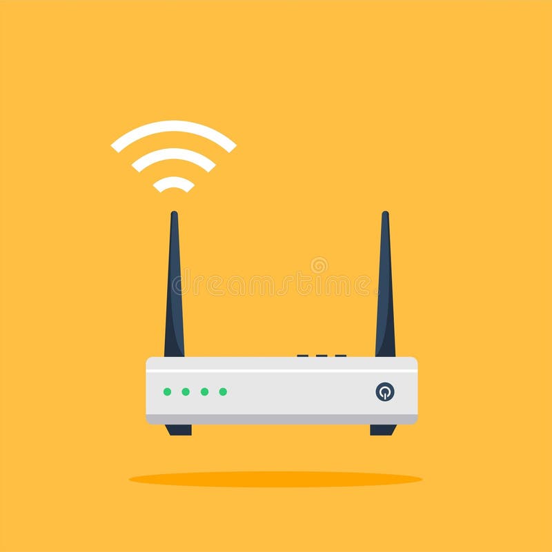 Transmitter Technology, Wifi Router Icon in Flat Style Stock Vector - Illustration of network ...