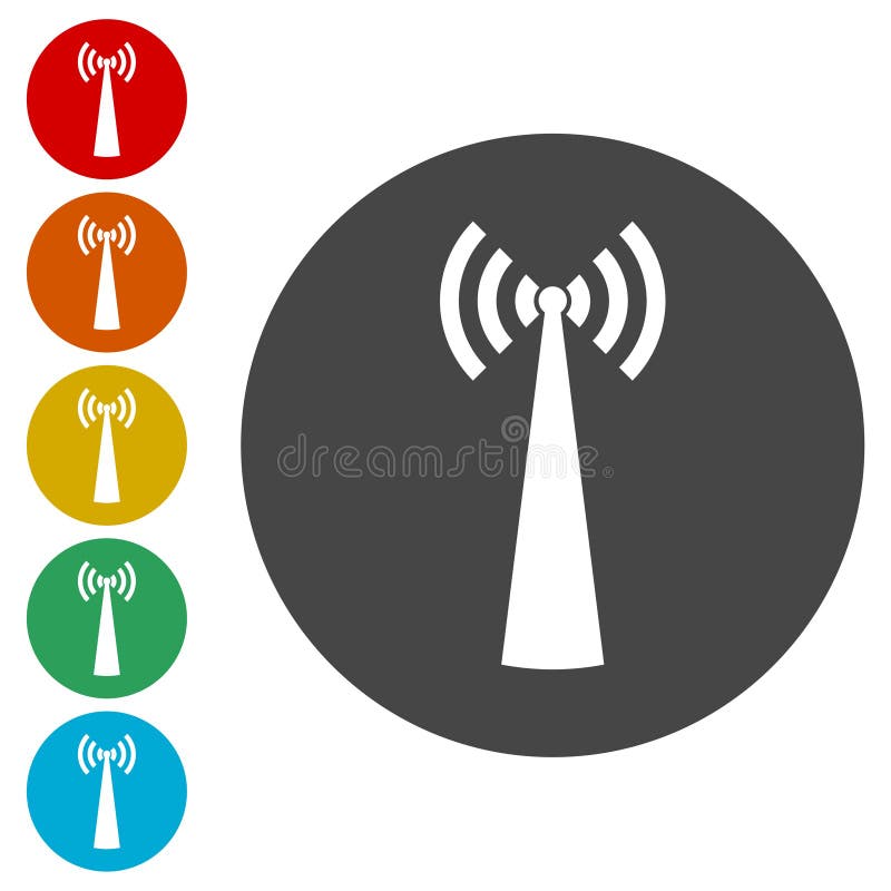 Transmitter Tower Icon, Radio Tower Broadcast Icon Stock Vector ...