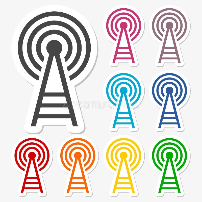 Wireless Tower with Waves, Tower Icon, Tower Logo Stock Vector ...