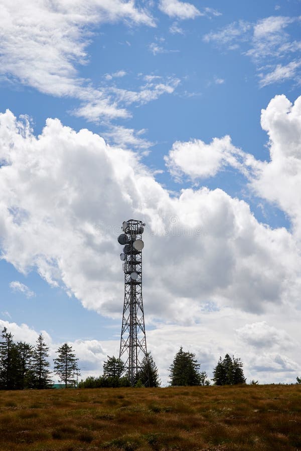 Transmitting Satellite Tower for Telecommunication Stock Photo - Image ...