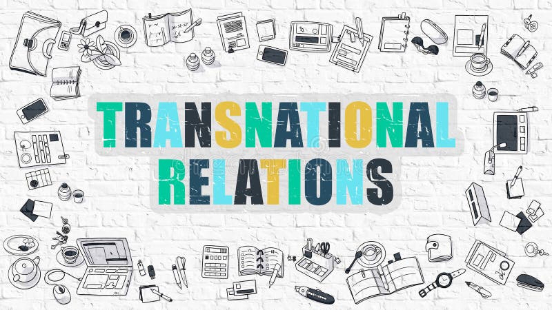 Transnational Relations in Multicolor. Doodle Design Stock Illustration ...
