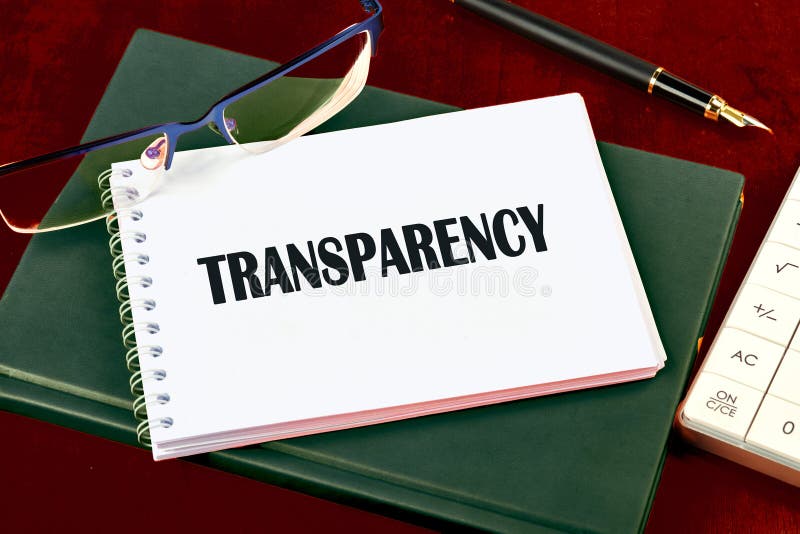 TRANSPARENCY Word Alphabet Letters Top View in Notepad Stock Photo ...