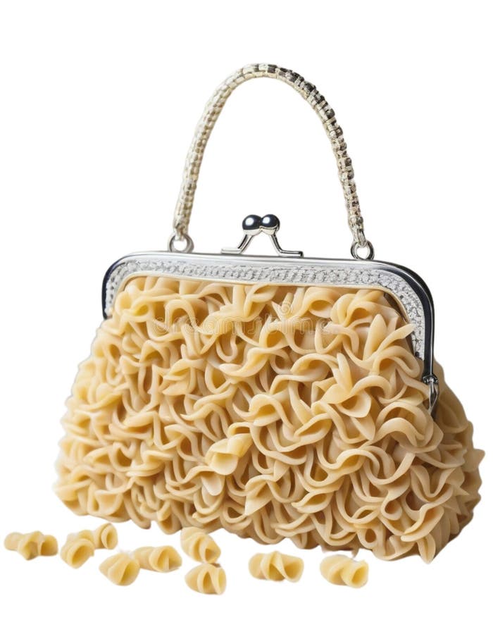 Natural Design Image with Pasta Woman Purse on a White Background ...