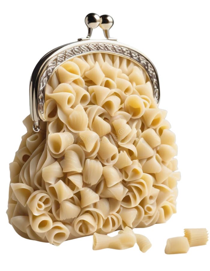 Natural Design Image with Pasta Woman Purse on a White Background ...