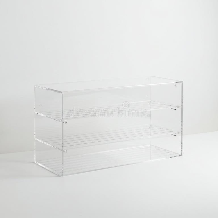 Transparent Acrylic Display Case with Three Horizontal Shelves. Its ...