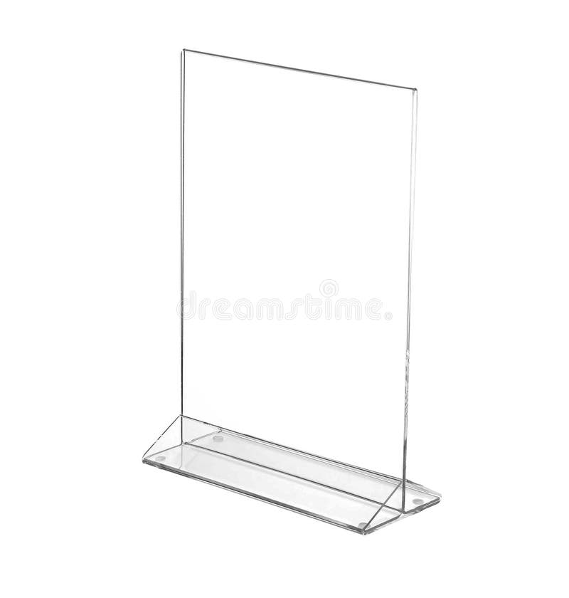Transparent Acrylic Table Stand Display for Menu Isolated, White ...
