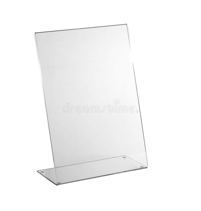 Transparent Acrylic Table Stand Display for Menu Isolated, White ...