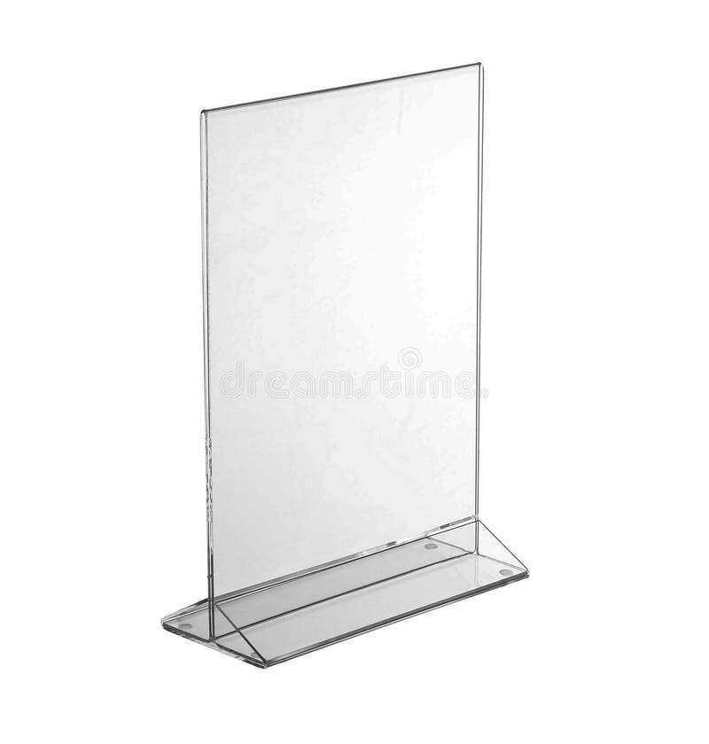 Transparent Acrylic Table Stand Display for Menu Isolated, White ...