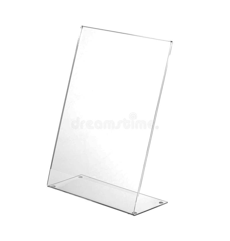 Transparent Acrylic Table Stand Display for Menu Isolated, White ...