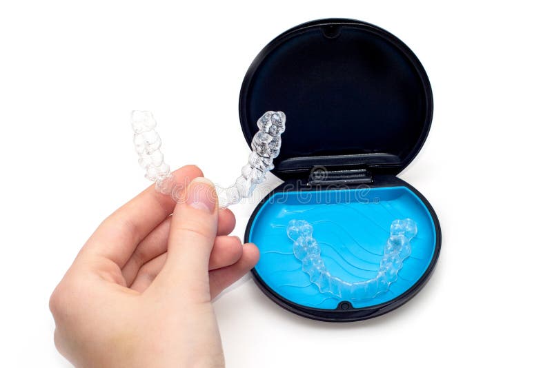 Transparent Aligners and Storage Case. Invisible Braces. Clear Teeth ...