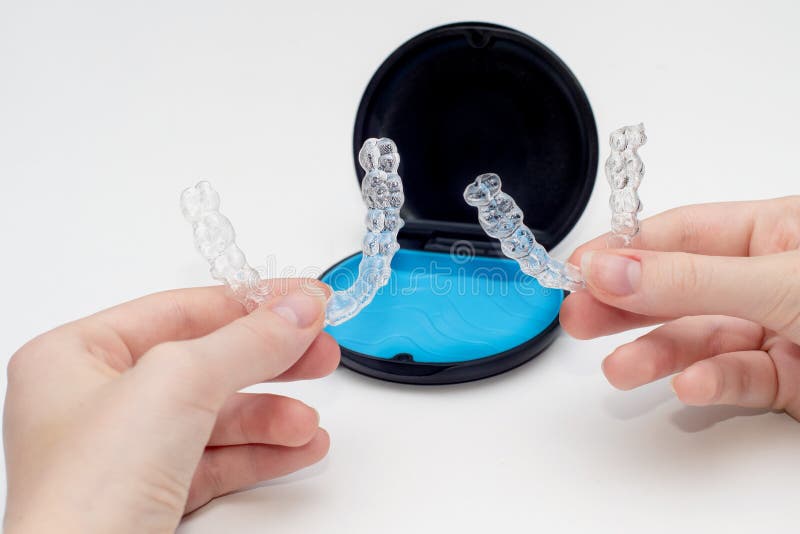 Transparent Aligners and Storage Case. Invisible Braces. Clear Teeth ...