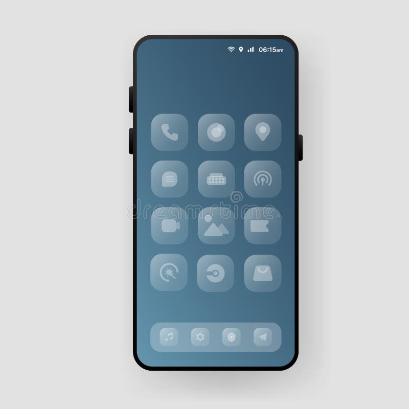 Transparent App Drawer Interface on Modern Smartphone UI Stock Vector ...