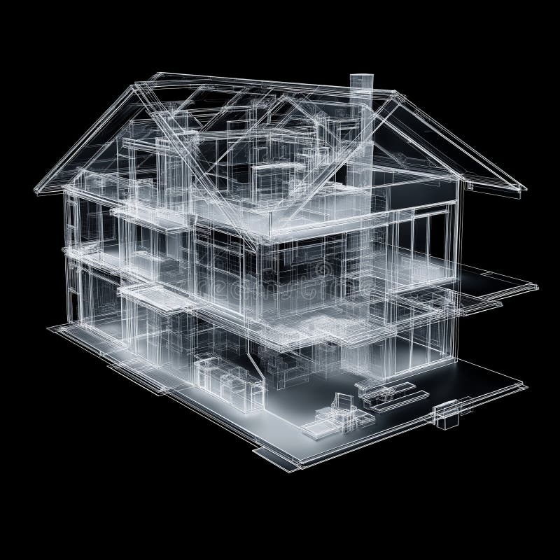 Transparent Architectural Design Showcasing a Modern House with ...